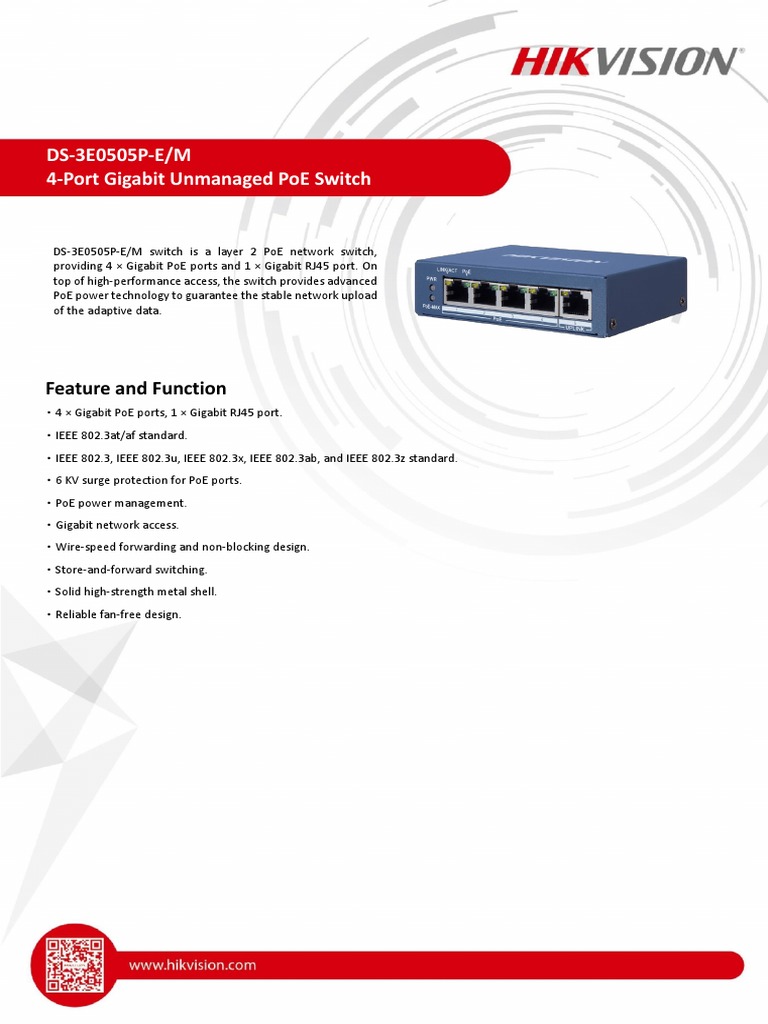 4-Port Gigabit PoE Switch Specs | PDF | Network Switch | Computer Network