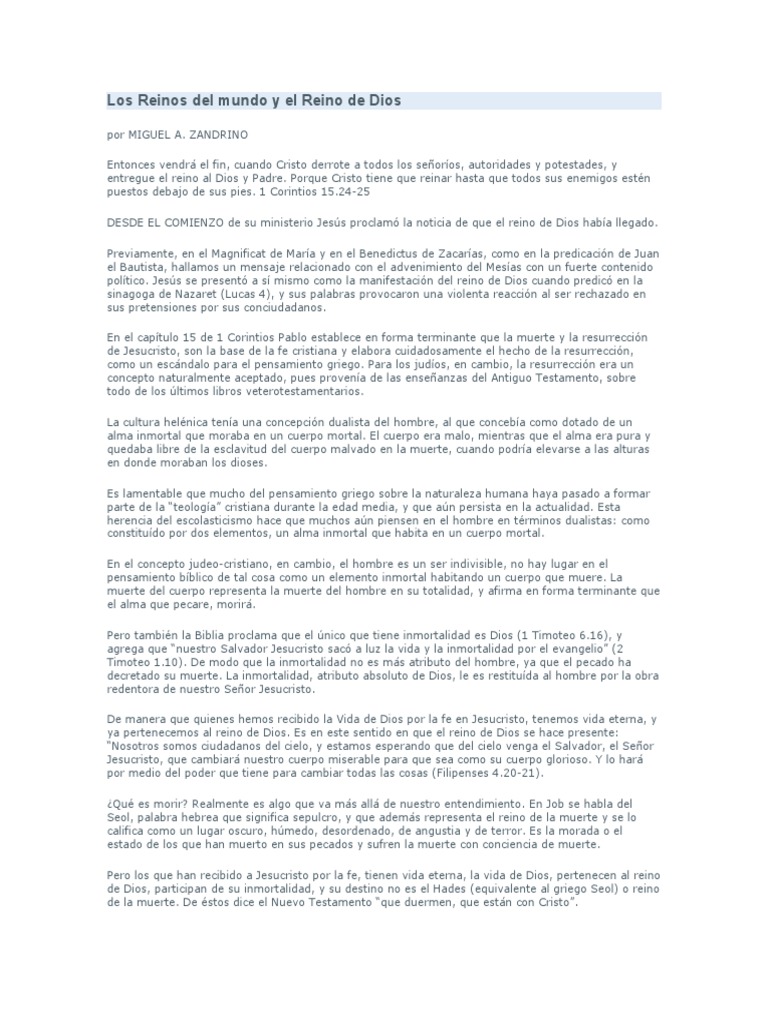 Los Reinos Del Mundo y El Reino de Dios | PDF | La resurrección de ...