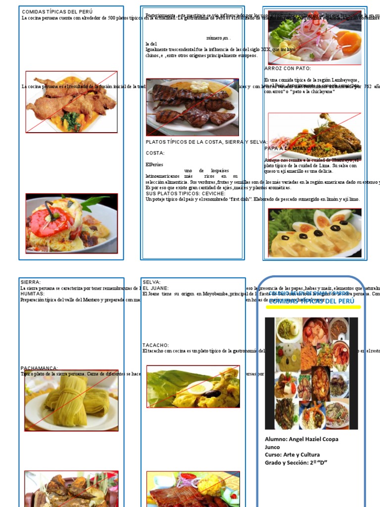 Triptico Comidas Tipicas Del Peru 1 | PDF | Perú | Cocina