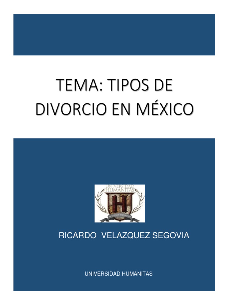 Tipos De Divorcio En Mexico Pdf Divorcio Matrimonio