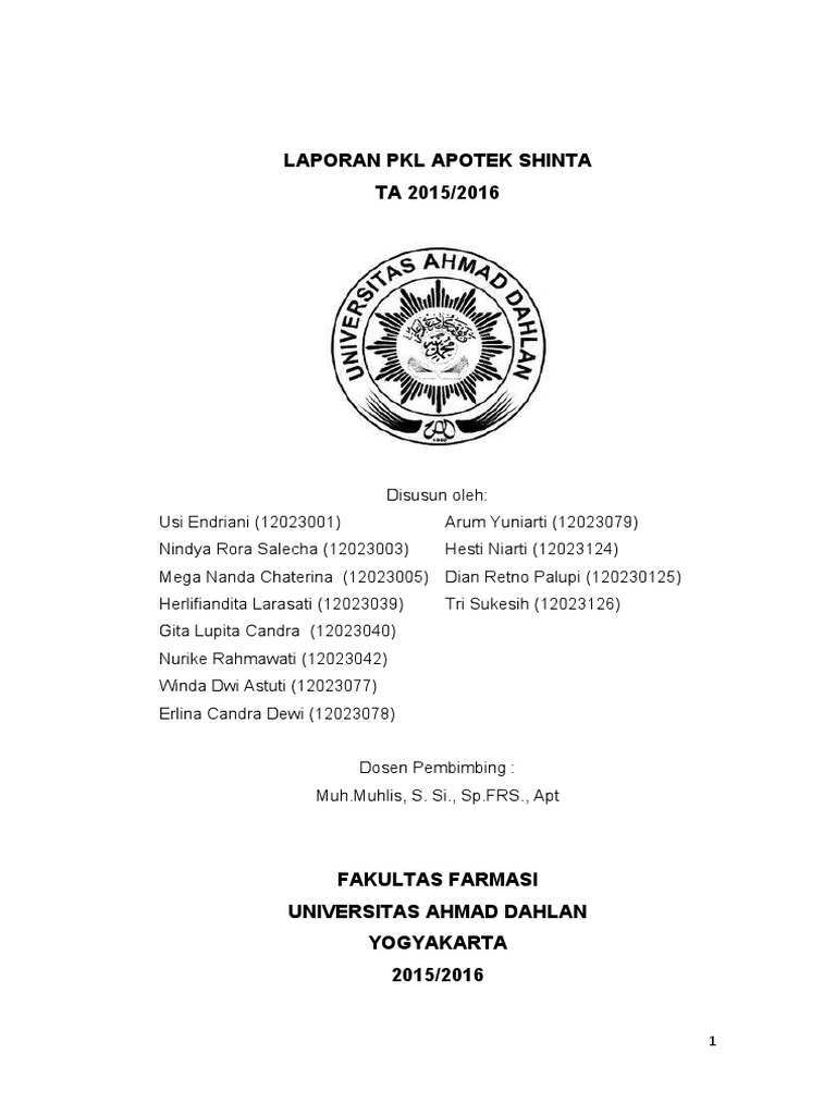 Laporan PKL Apotek Shinta | PDF
