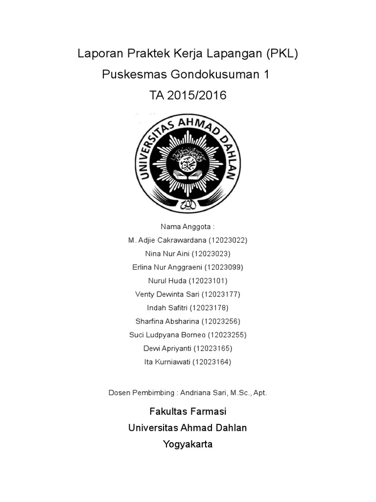 Laporan PKL di Puskesmas Gondokusuman 1 | PDF