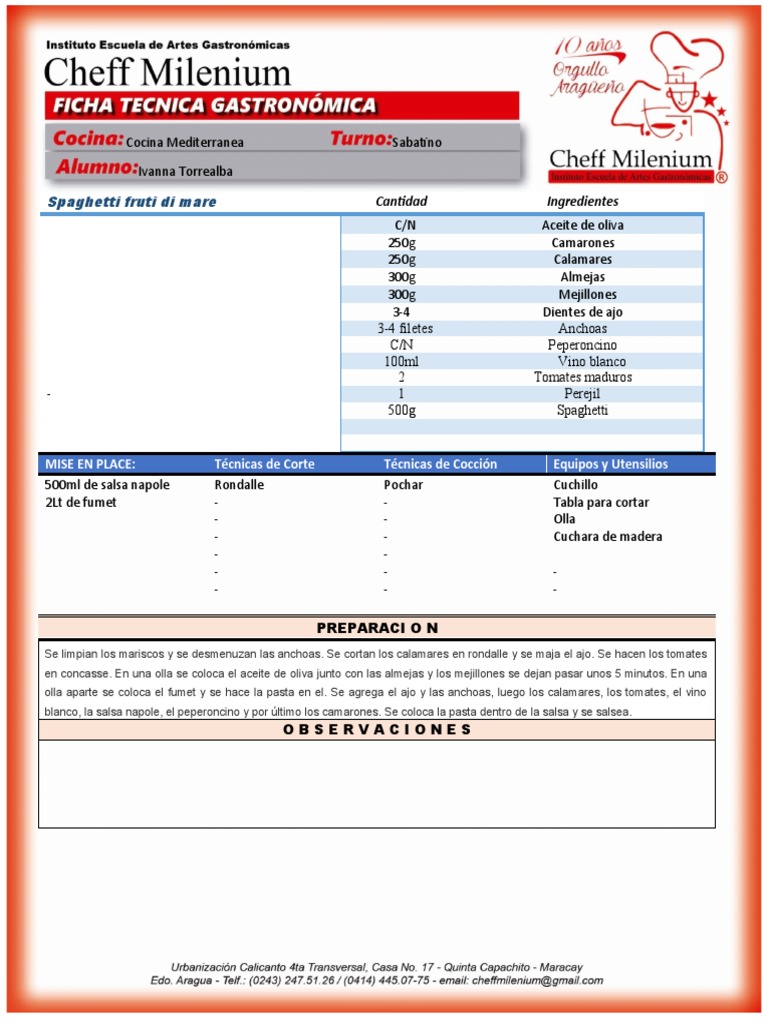 Spaghetti | PDF | Espaguetis | Ingredientes de comida