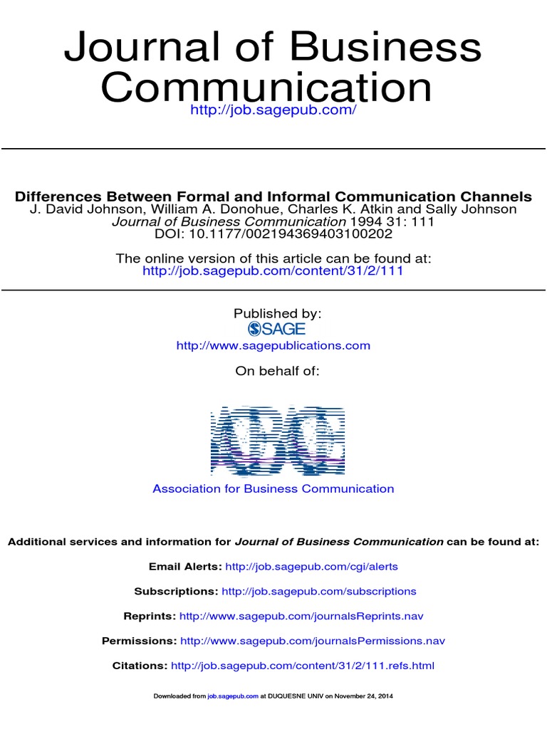 Differences Between Formal and Informal Communication Channels | PDF ...