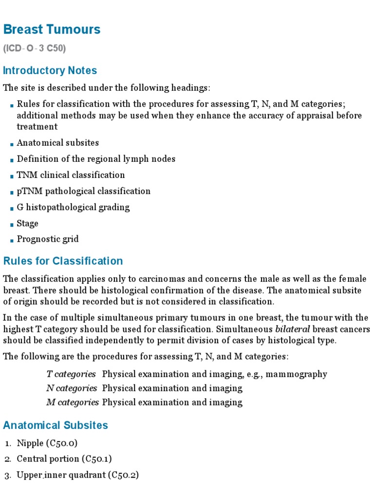 Breast Tumours: Introductory Notes | PDF | Metastasis | Biopsy