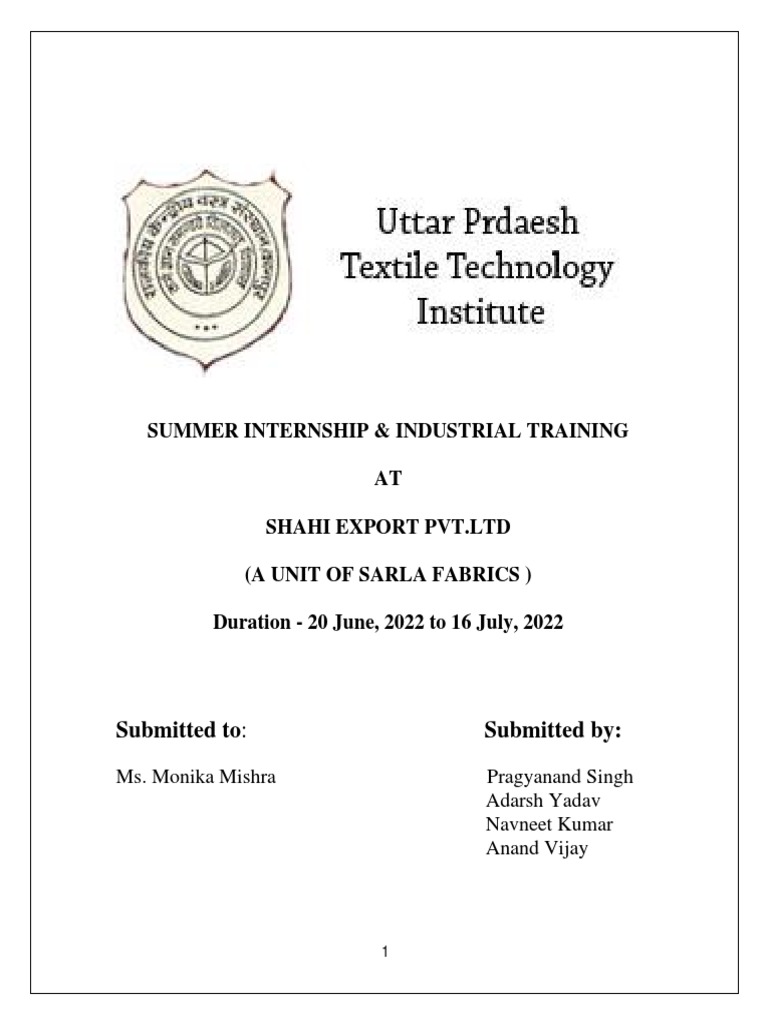 Shahi Export (Final Report) | PDF | Starch | Textiles