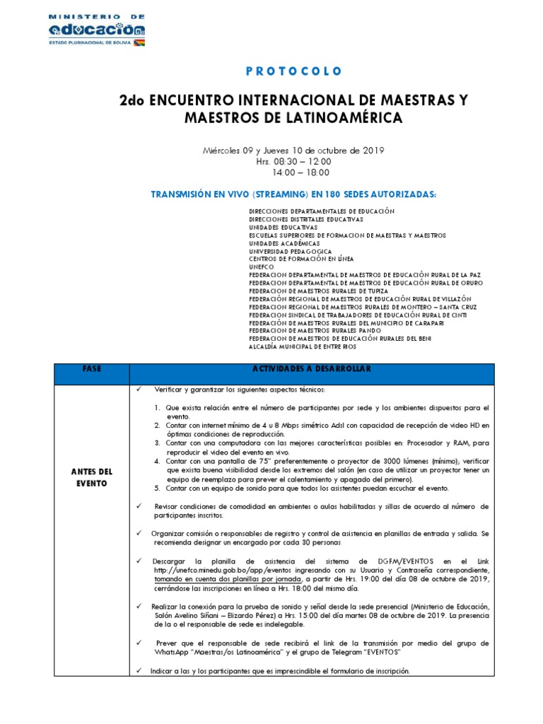 Protocolo 2do Encuentro Internacional | PDF | Bolivia