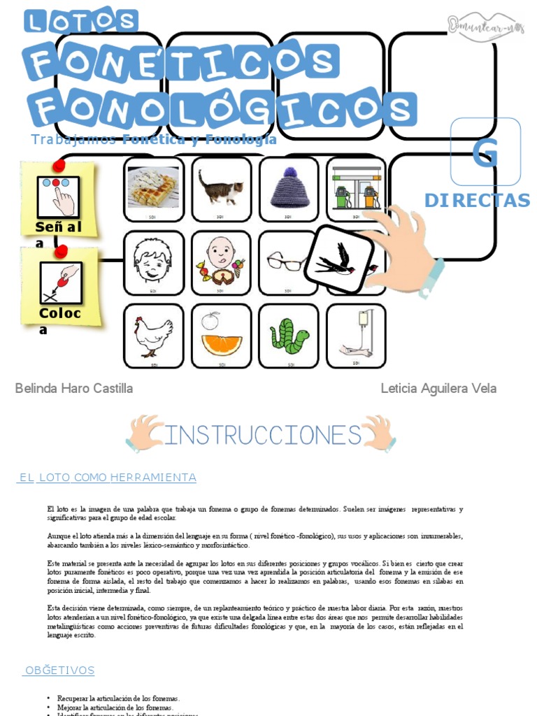 Loto Fonetico: Fonema G en Sílaba | PDF | Fonética | Fonología