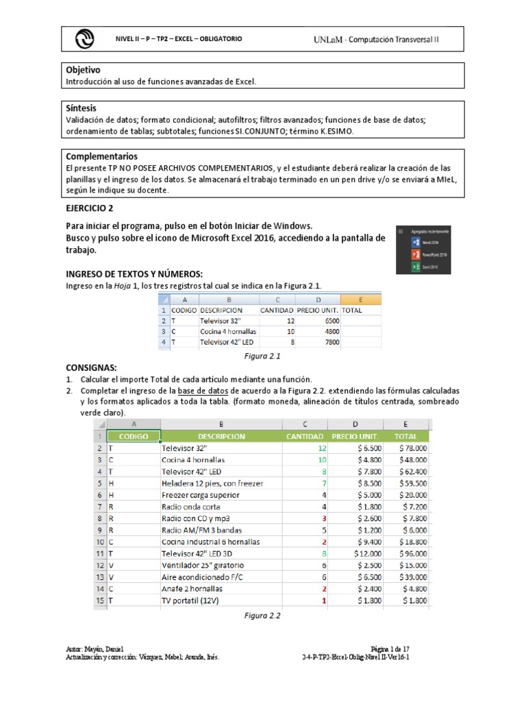 Ejercicios Prácticos - Excel | PDF | Microsoft Excel | Bases de datos