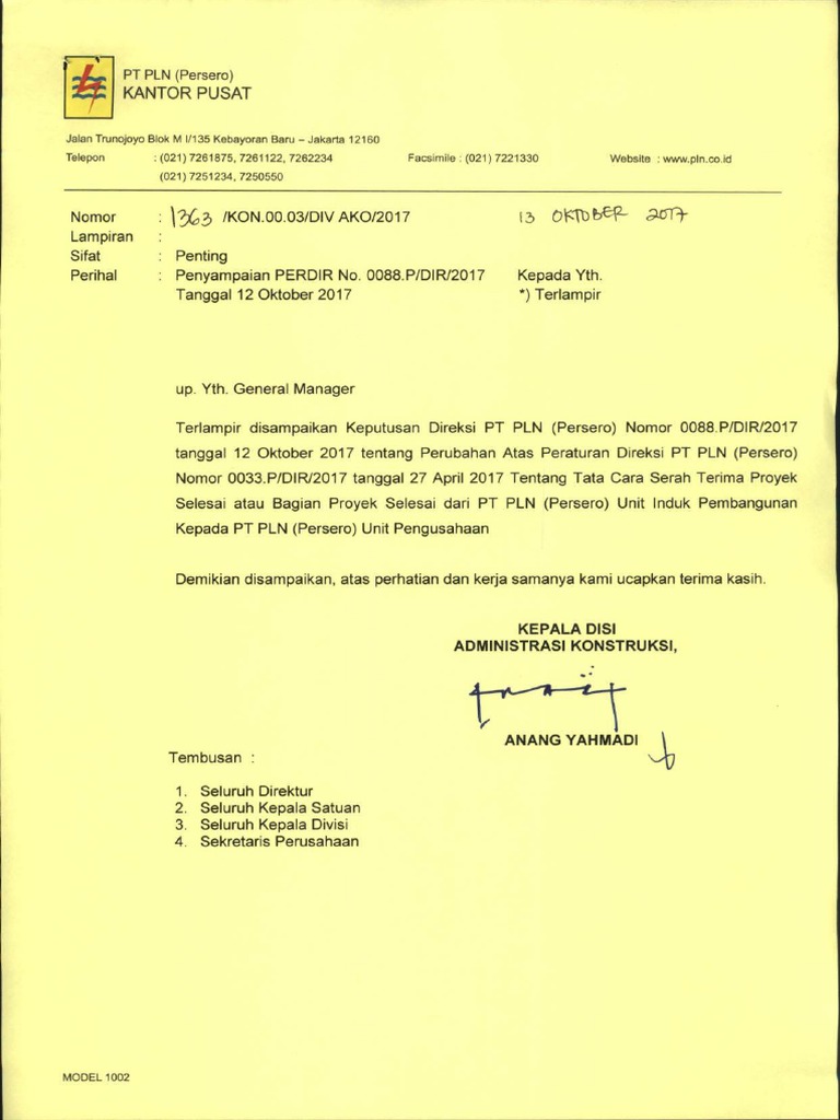 PERDIR No. 0088 Tahun 2017 Tata Cara Serah Terima Proyek | PDF