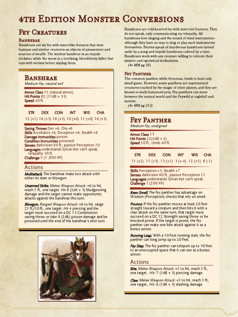 4th Edition Monster Conversions (v1.1) | PDF | Fantasy Role Playing ...