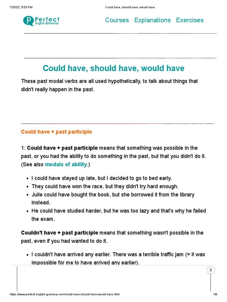Could Have, Should Have, Would Have | PDF | Language Mechanics | Syntax