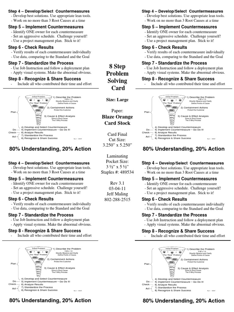 8-Step Problem Solving Card | PDF | Project Management | Histogram