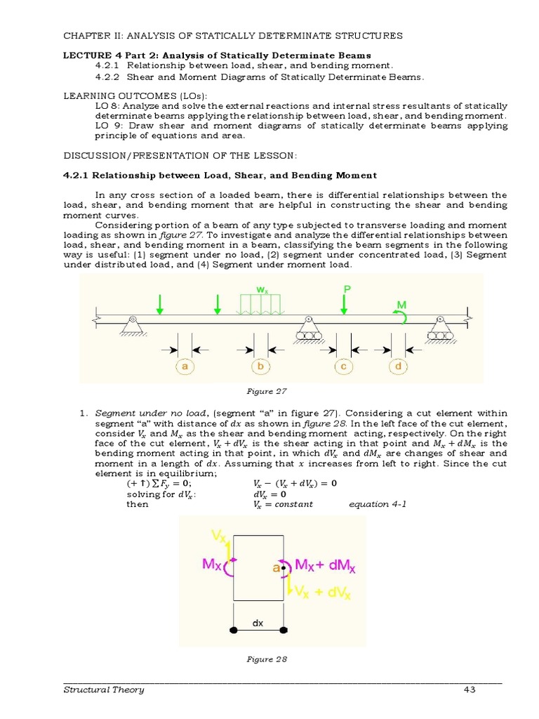LECTURE 4 Part 2: Analysis of Statically Determinate Beams: Equation 4-1 | PDF | Bending | Beam ...