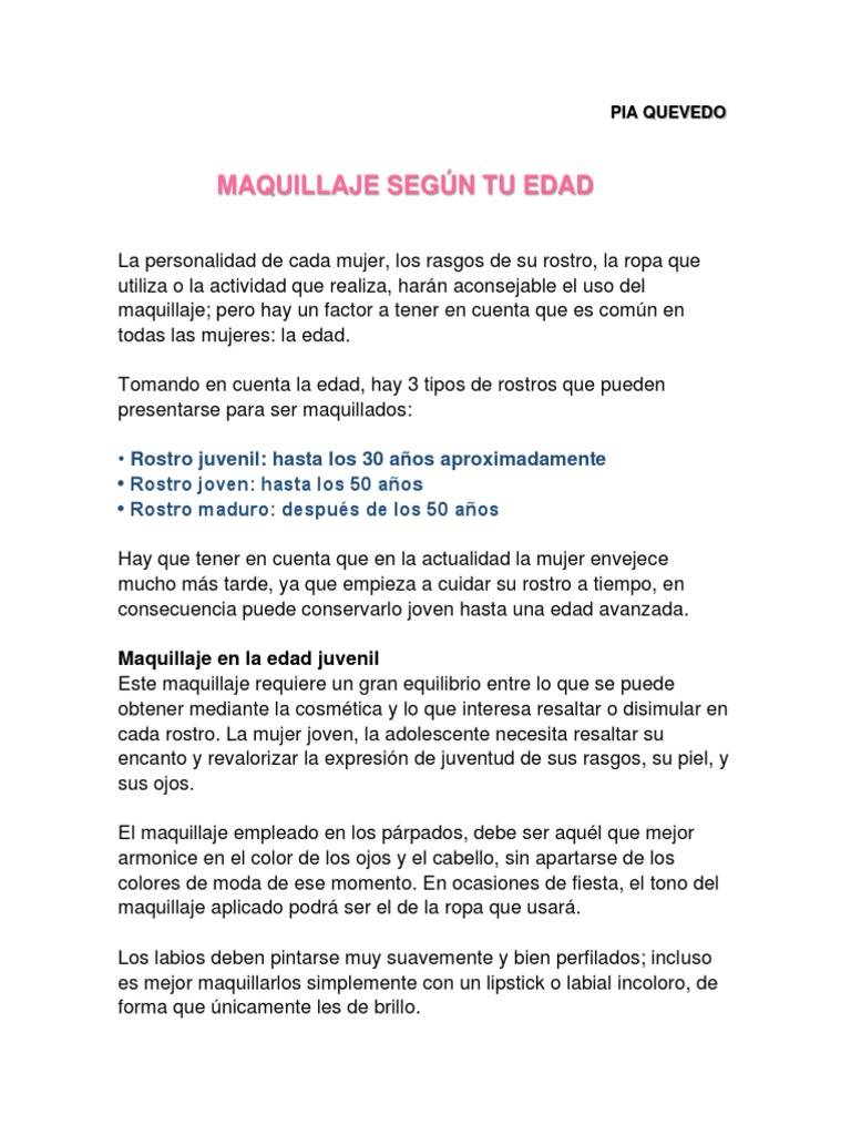 Maquillaje Segun Tu Edad | PDF | Productos cosméticos | Apariencia humana