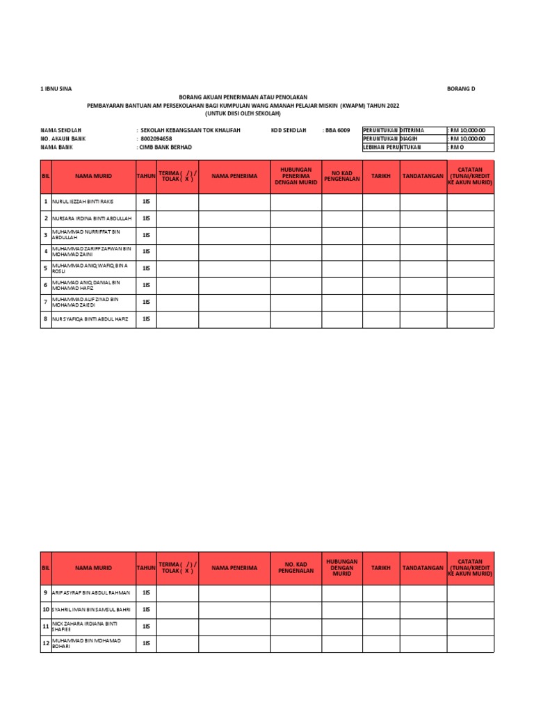Borang D (Kwapm 2022) | PDF