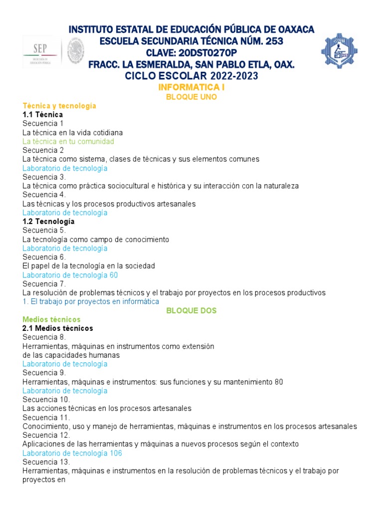 Temario de Informatica I 2022-2023 | PDF | Laboratorios