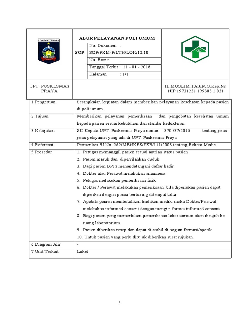 Sop Alur Pelayanan Poli Umum | PDF | Sains & Matematika