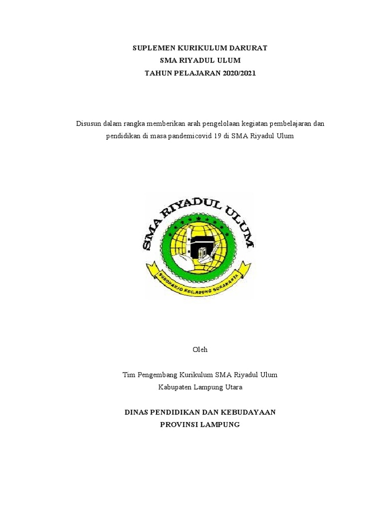 Suplemen Kurikulum Darurat SMA 2020/2021 | PDF | Sains & Matematika