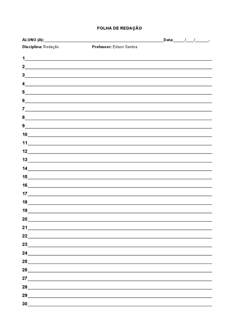 Folha de redação para aluno | PDF