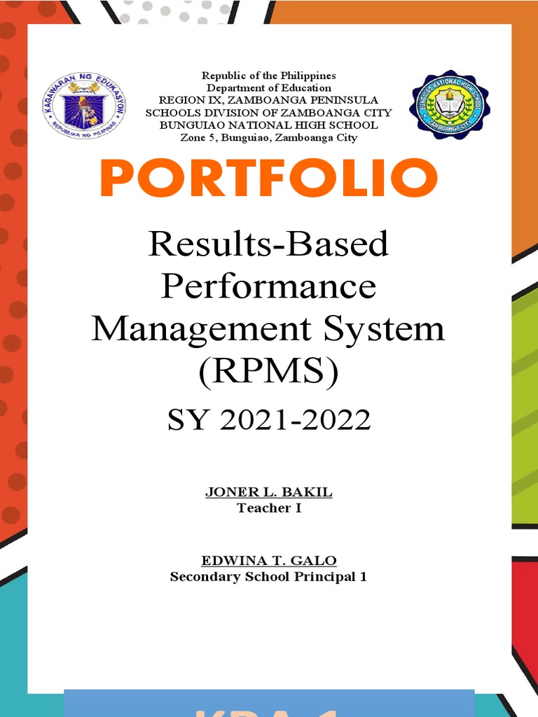 Teacher Joner L. Bakil's Results-Based Performance Management System (RPMS) Portfolio for School ...