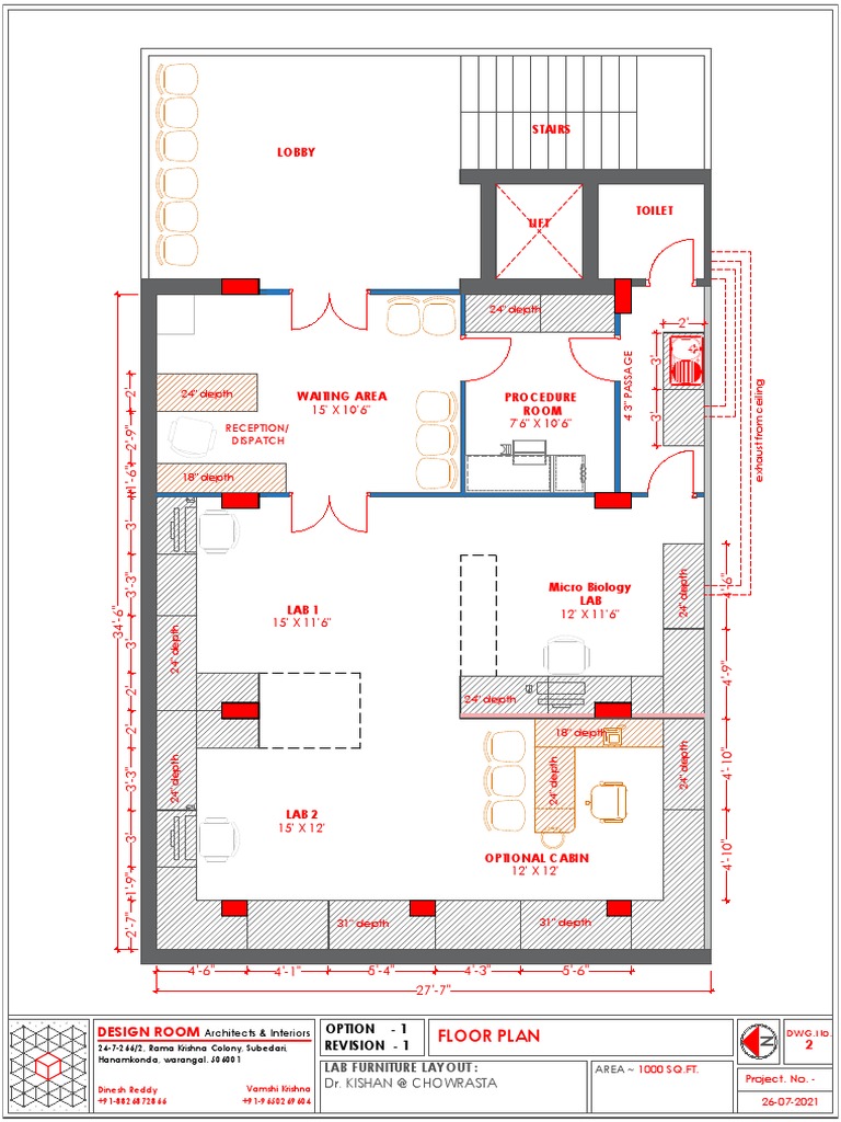 Lab Furniture Layout for a Microbiology Lab and Supporting Areas in a ...