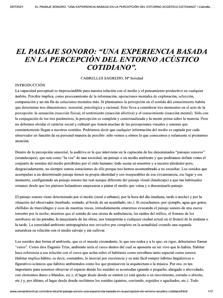 Paisaje Sonoro | PDF