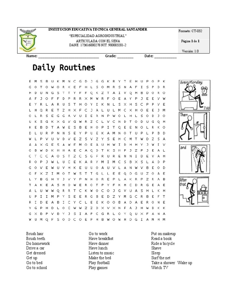 Worksheet 3 - Daily Routines Word Search | PDF