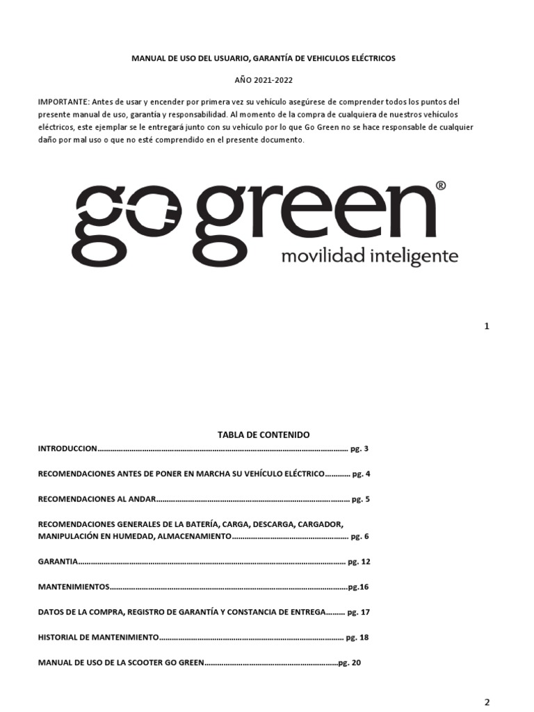 Manual de Uso Del Usuario Vehiculos Electricos 2021 | PDF | Cargador de ...