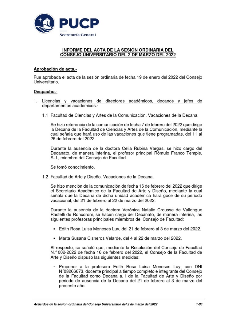 Sesion 3. Informacion Del Acta 2 03 2022 | PDF | Universidad