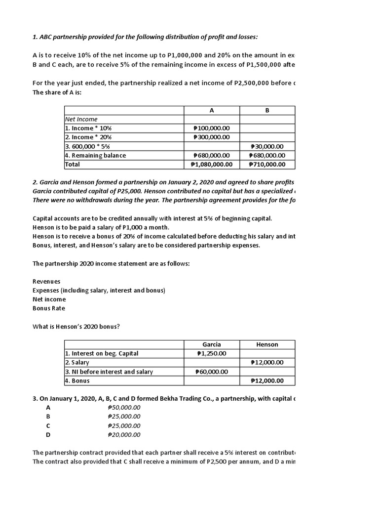 Partnership Formation Quiz | PDF | Partnership | Interest
