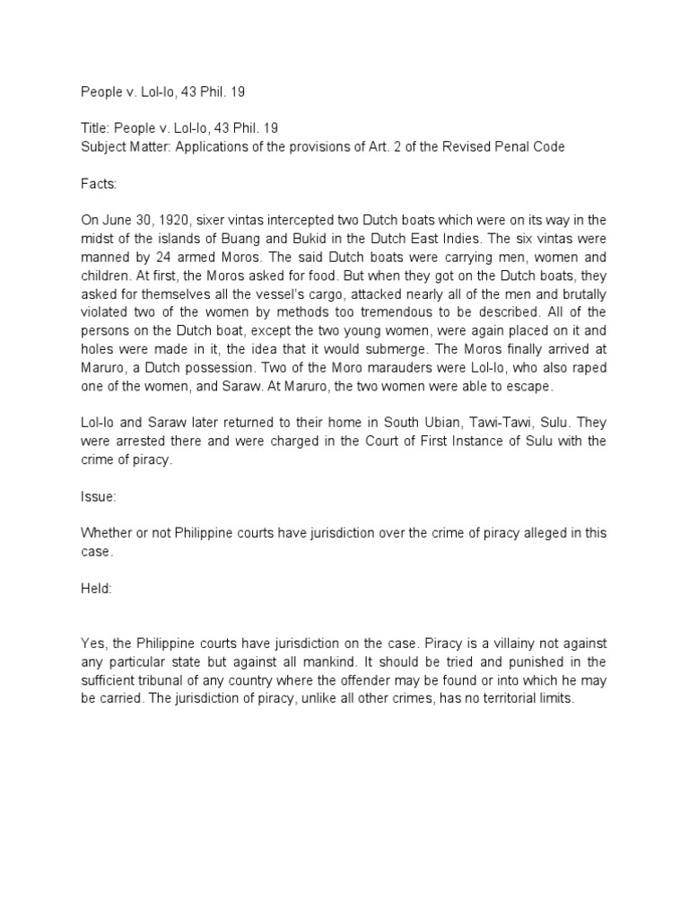 People v. Lol-Lo, 43 Phil. 19 | PDF