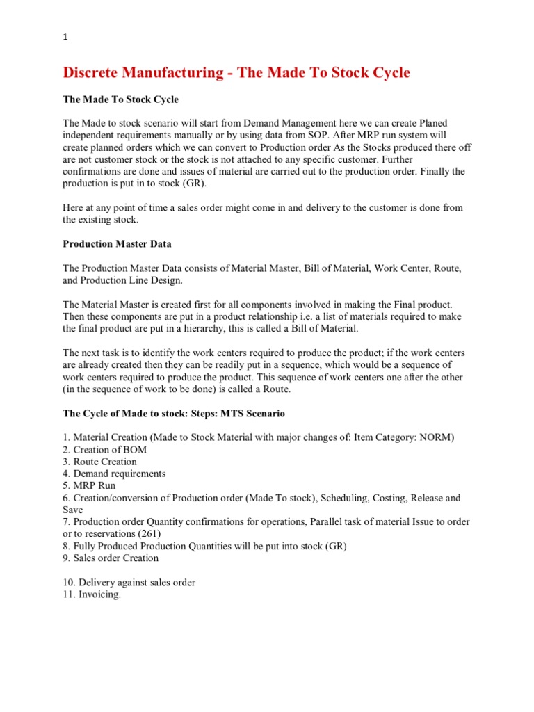 MTO vs MTS in SAP Explained | PDF