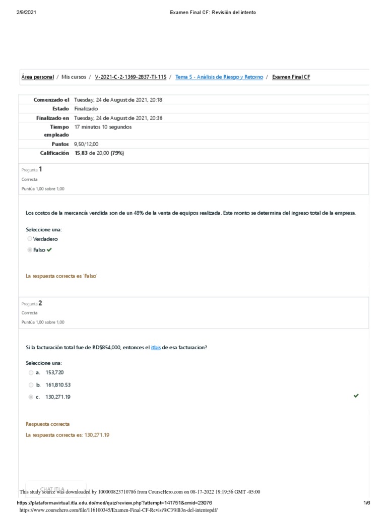 Examen Final CF Revisi N Del Intento PDF | PDF | Economias | Business