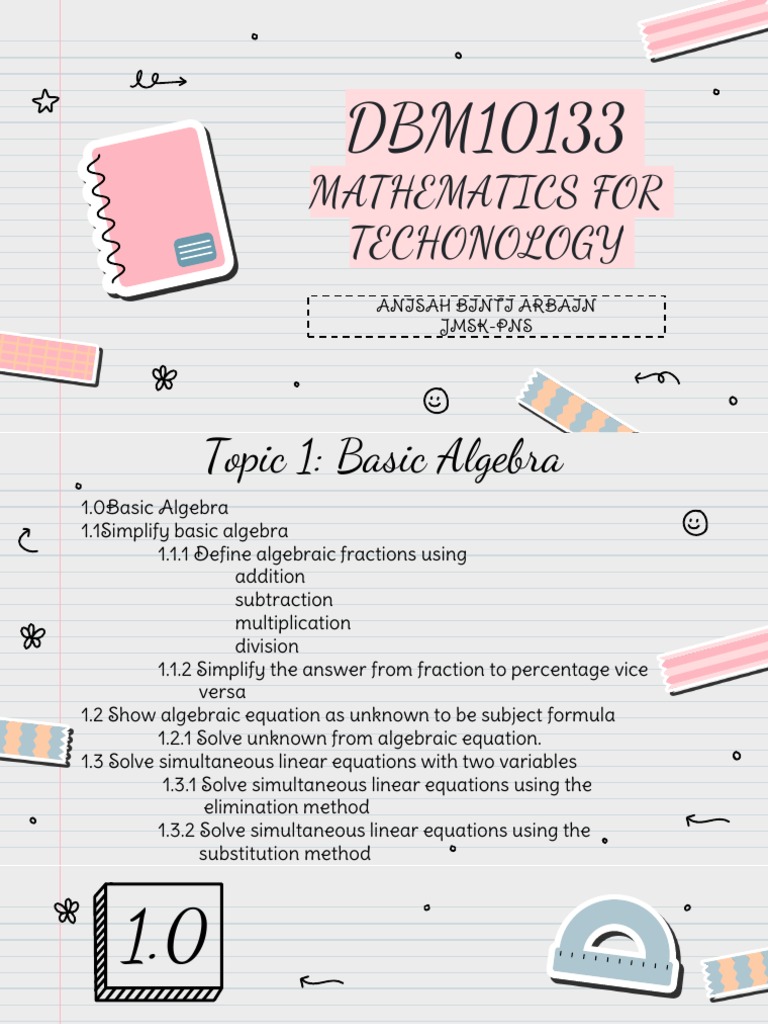 Chapter 1-Algebra dbm10133 | PDF | Equations | Variable (Mathematics)
