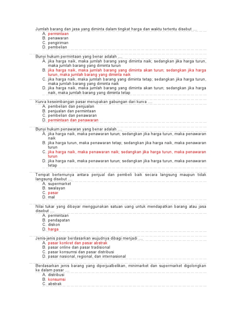 Soal Permintaan Dan Penawaran | PDF