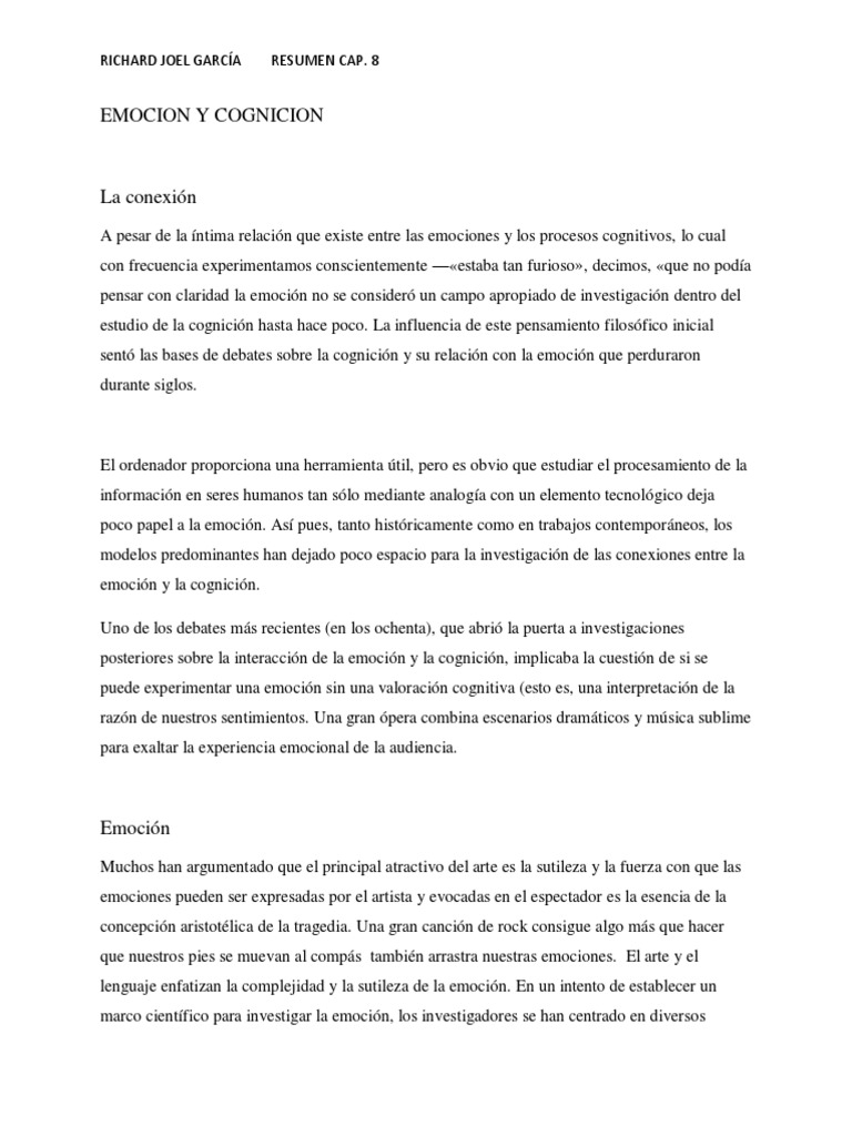 La Conexión Entre La Emoción Y La Cognición Un Análisis De Las