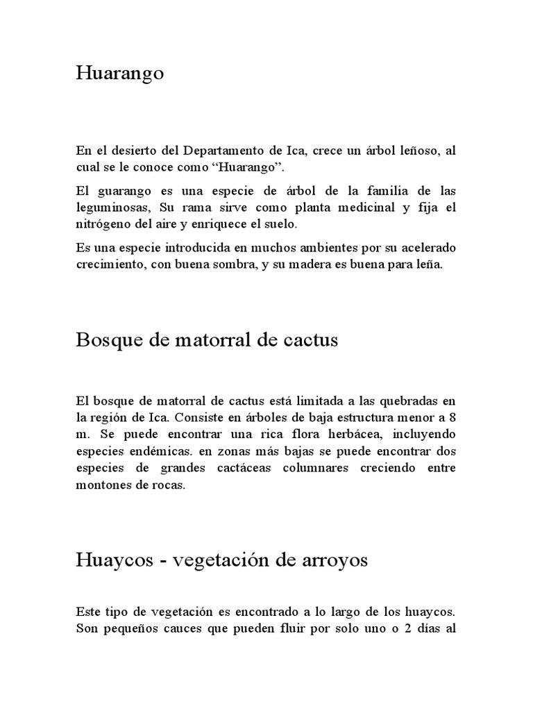 Huarango: Árbol Esencial en Ica | PDF