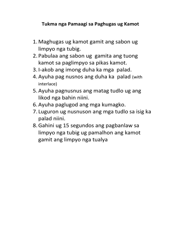 STEPS Handwashing Bisaya 1 | PDF