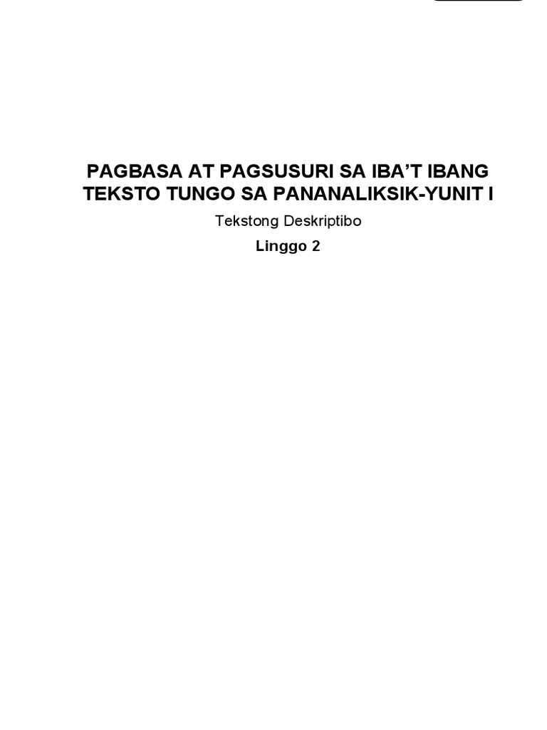 Ikalawang Linggo | PDF
