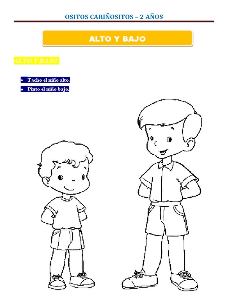 Dimensiones Alto y Bajo para Ninos de Cinco Anos | PDF | Estudios de ...