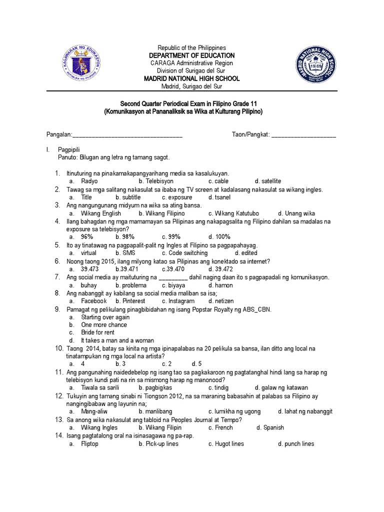 2nd Periodical Exam Kompan | PDF