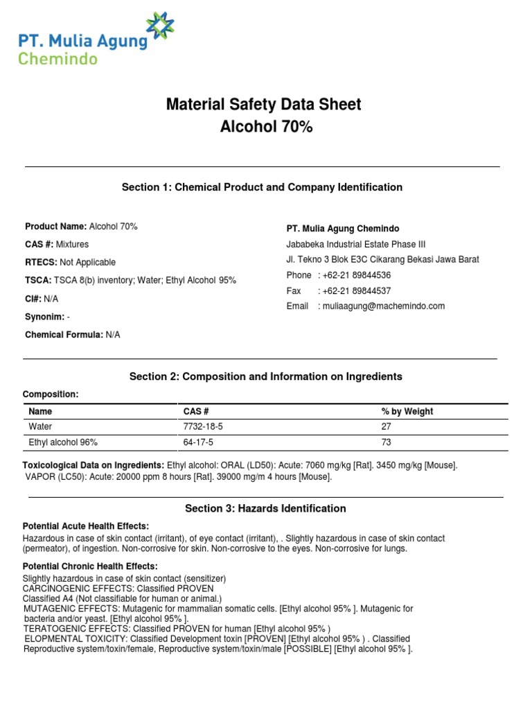 MSDS Alkohol | PDF | Ethanol | Iodine