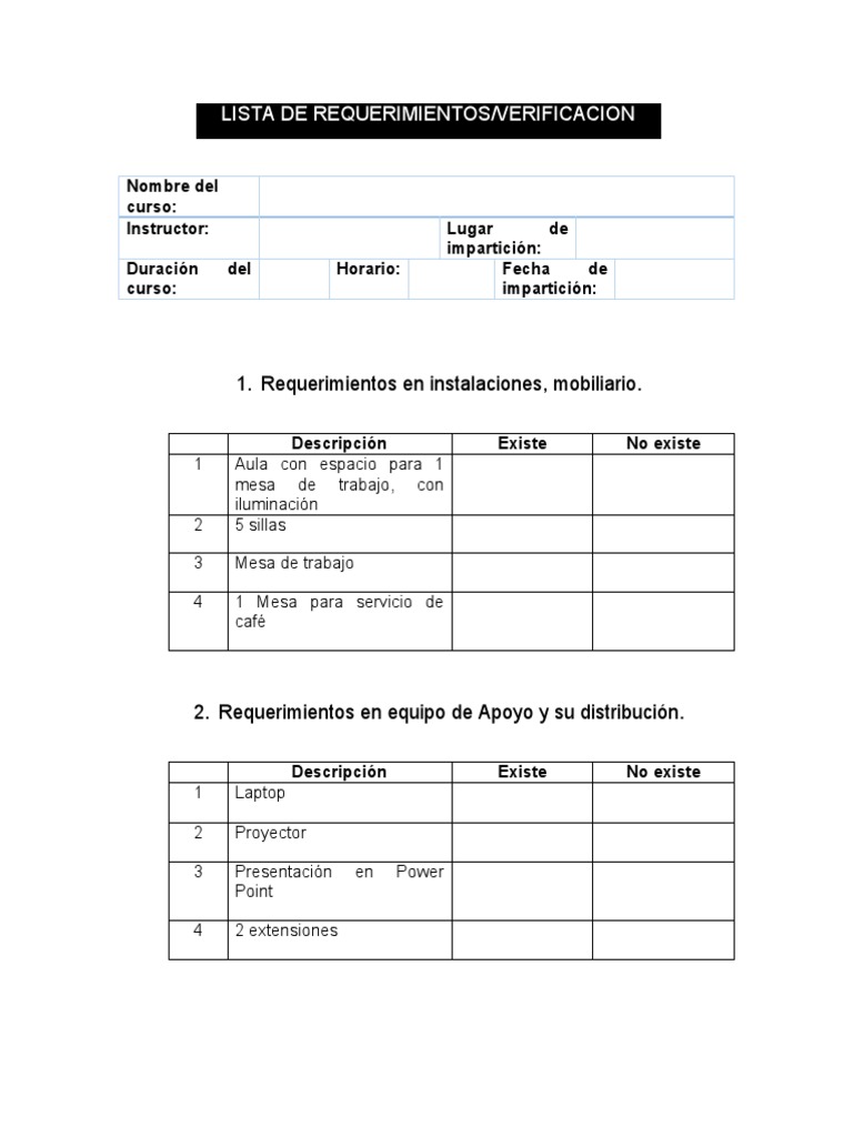 Formato 3 Lista de Requerimientos | PDF
