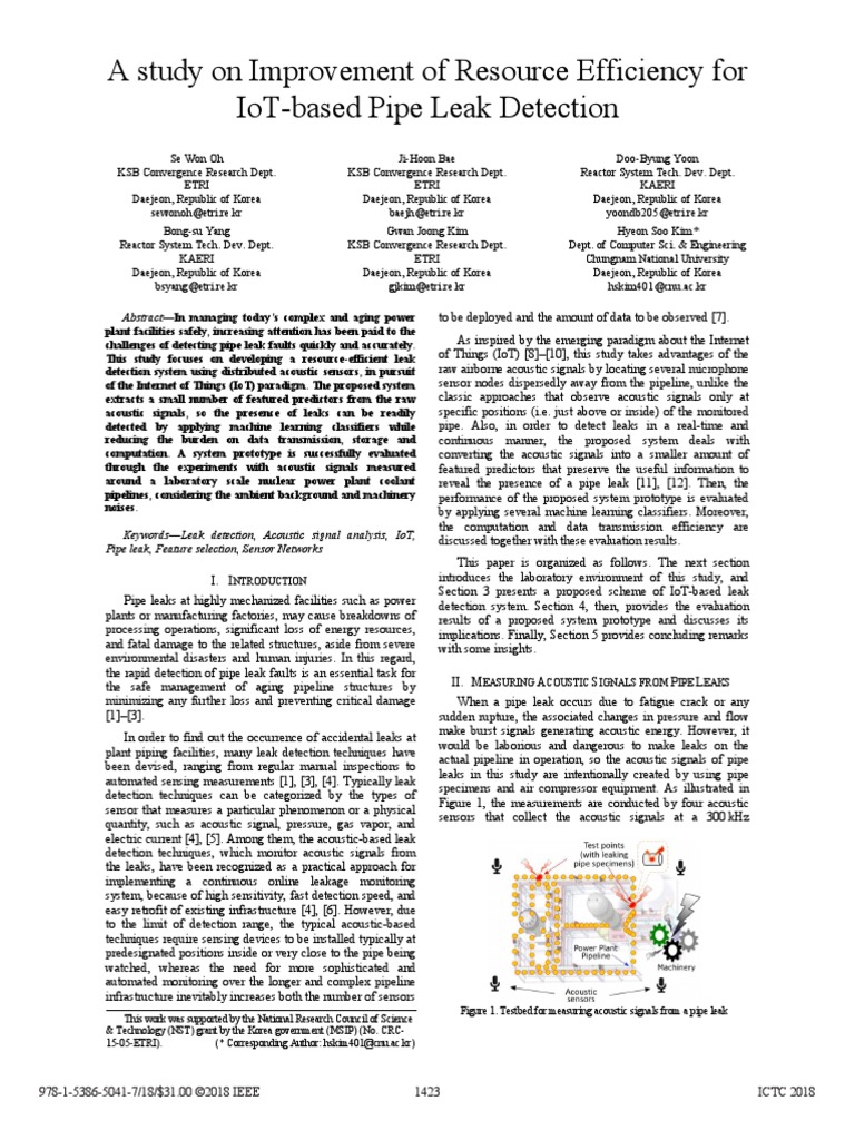 A Study On Improvement of Resource Efficiency For Iot-Based Pipe Leak ...