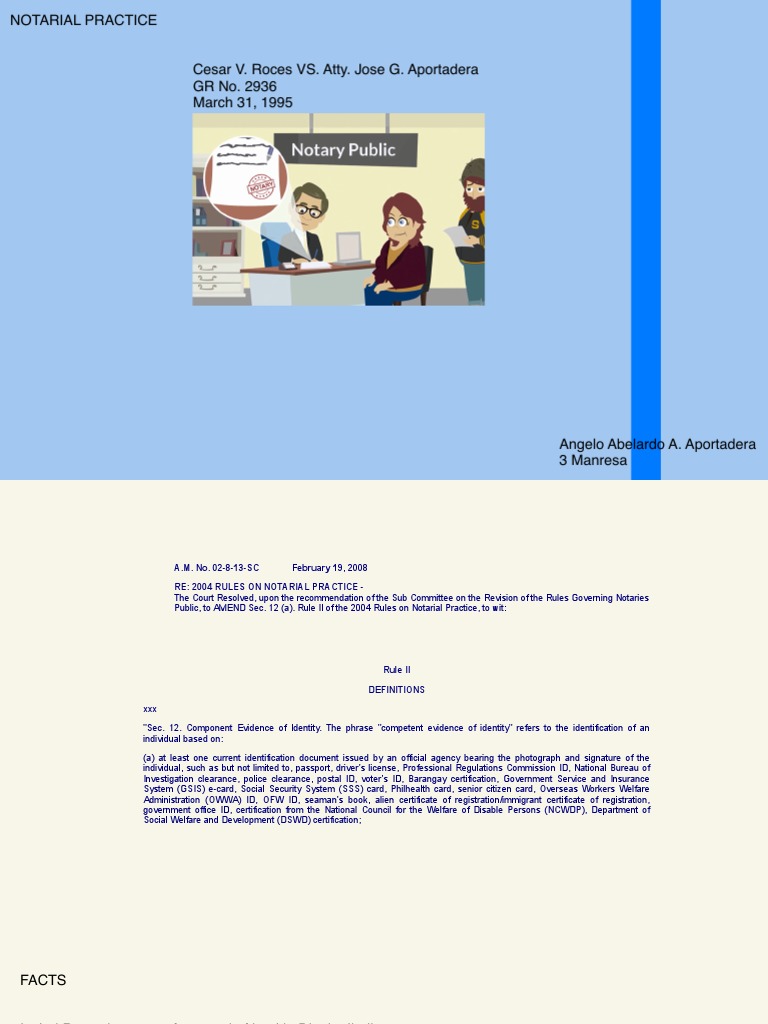 Notarial Practice APORTADEDRA Case | PDF | Notary Public | Identity Document