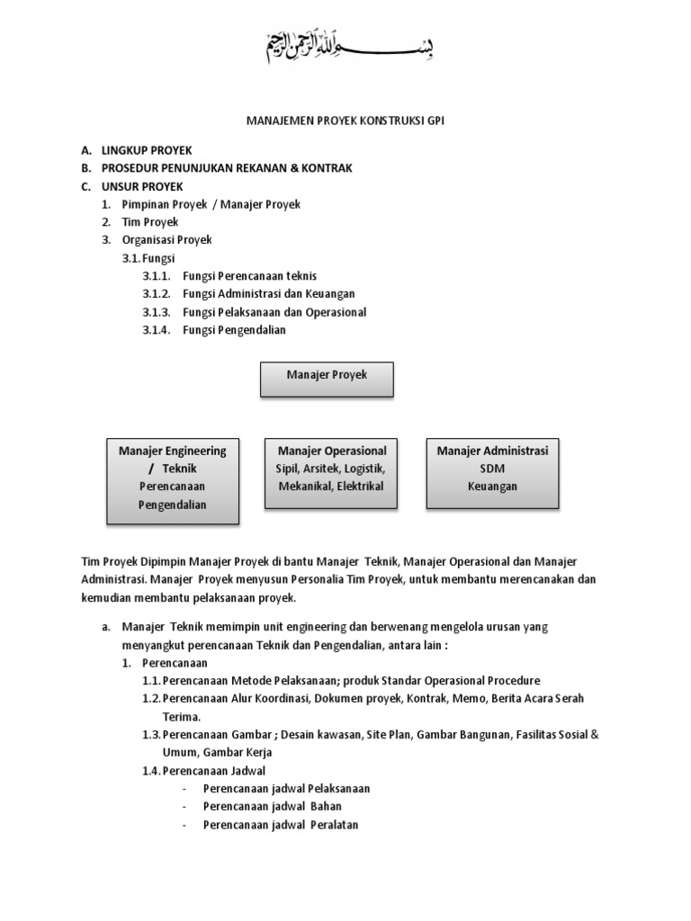 Rencana Proyek Konstruksi Gpi | PDF