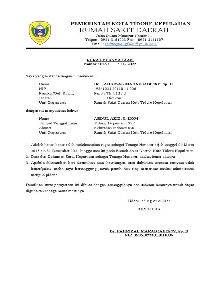 Surat Pernyataan P3K | PDF