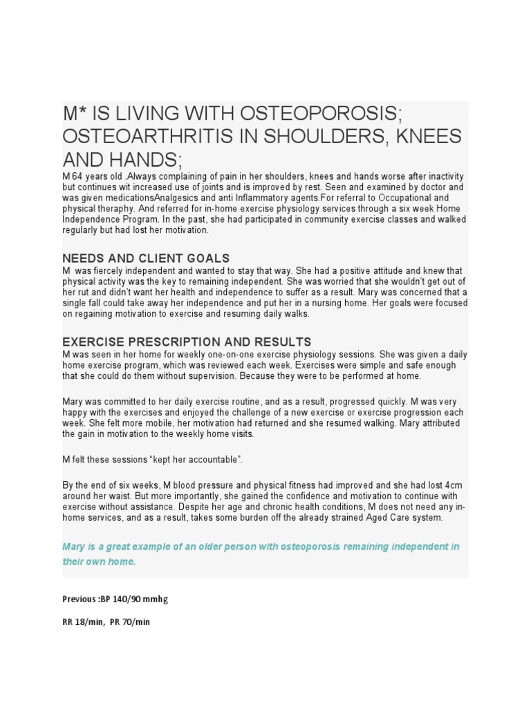 Case Study Of M Osteoporosis Pdf