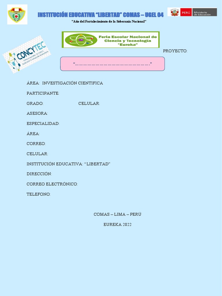 Proyecto Eureka 2022 de 1ro A 5to | PDF | Hipótesis | Investigación ...